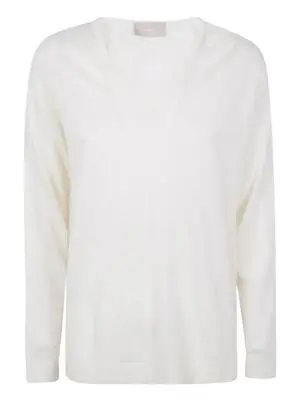 DRUMOHR Long Sleeve V-neck Extrafine Sweater - Beige