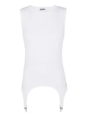 Jean Paul Gaultier Cotton Ribbed Tank Top With Lingerie Garter - White