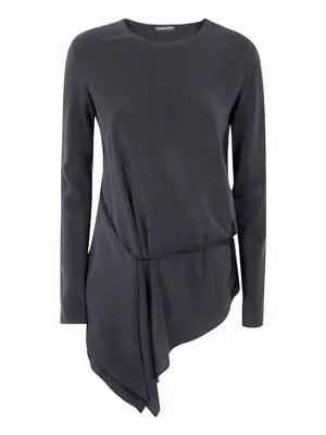 ANN DEMEULEMEESTER Asymmetric Long Sleeve Top - Black