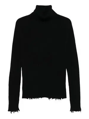 UMA WANG High Neck Rib Top - Black