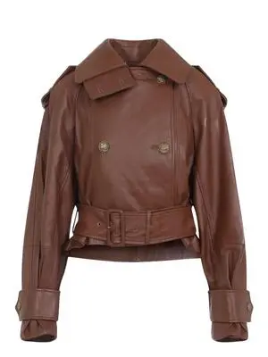 Zimmermann Hypnotic Leather Crop Trench - Brown