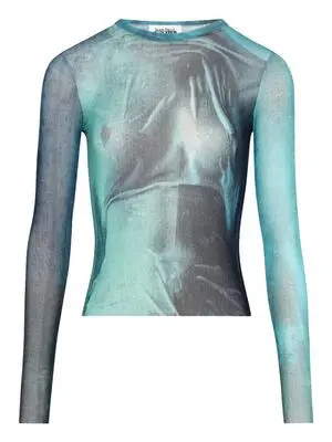 Jean Paul Gaultier Printed Mesh Top - Blue