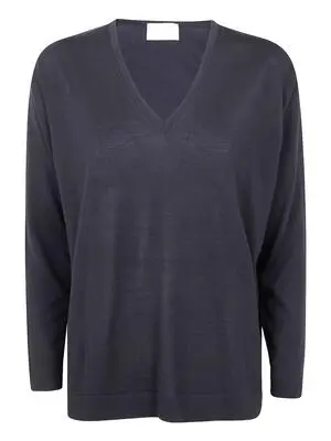 DRUMOHR Long Sleeve V-neck Extrafine Sweater - Black