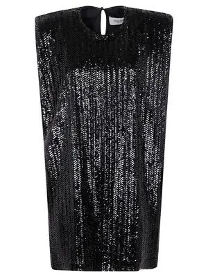 GOLDEN GOOSE Journey Sleeveless Sequined Tee Dress - Black