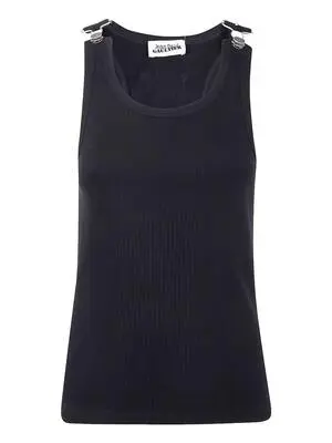 Jean Paul Gaultier Tank Top With Engraved Overall - Black