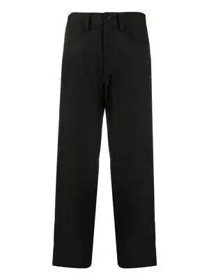 Y`S Side Stripe Gabardine Cropped Trousers - Black