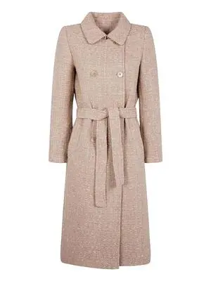 TWINSET Boucle Belted Coat - Beige