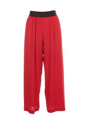 MARIA CALDERARA Wide Leg Crepe Pants - Red