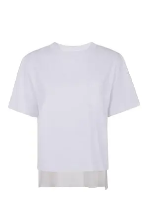 Sacai Nylon Twill Mix Cotton Jersey T-shirt - White