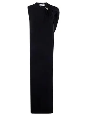 JEAN PAUL GAULTIER Stretch Viscose Double Layer Maxi Dress With "gaultier" Piercing - Black