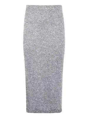 D.exterior Soft Sequins Straight Skirt - Gray