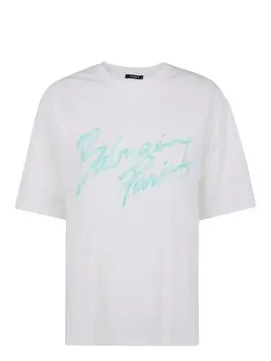 Balmain Short Sleeve Paris Bulky' T-shirt - White