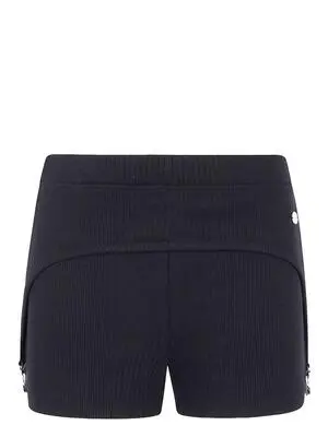 JEAN PAUL GAULTIER Cotton Ribbed Mini Shorts With Lingerie Garter - Black