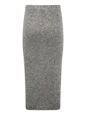 D.exterior Soft Sequins Straight Skirt - Green