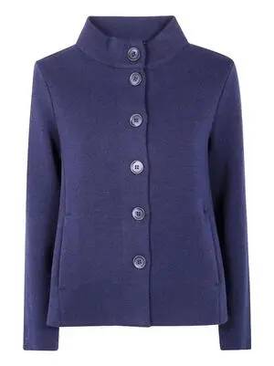ANNECLAIRE Wool & Cashmere Knit Jacket - Blue