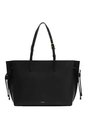 Furla Calf Leather Large Tote With Zip Bag - Black