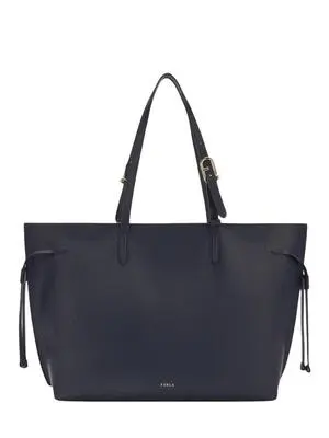 Furla Large Calf Leather Tote With Zip Bag - Blue