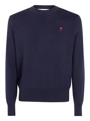 Ami Crewneck Sweater With Contrasted " De Coeur - Blue