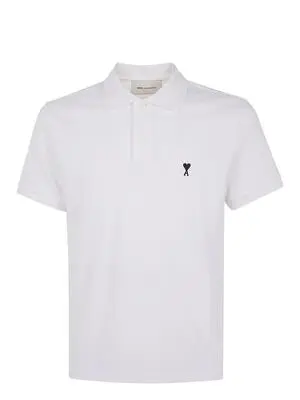 Ami Contrasted " De Coeur" Polo Shirt - White