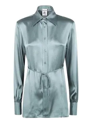 SEMICOUTURE Satin Tie Shirt - Green