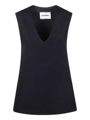 JIL SANDER V-neck Sleeveless Top - Black
