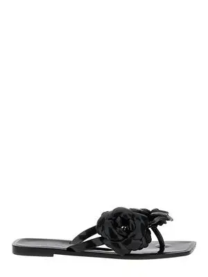 Coperni Silicone Flower Flat Sandals - Black