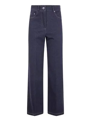 Max Mara Denim Jersey Trousers - Blue