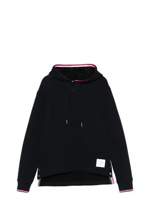 Thom Browne Oversized Hoodie Pullover With Rwb Tipping Stripe - Blue