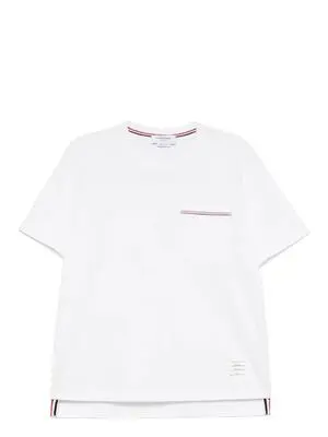 Thom Browne Oversized Short Sleeve Tee With Embroidered Rwb Pocket Tri - White