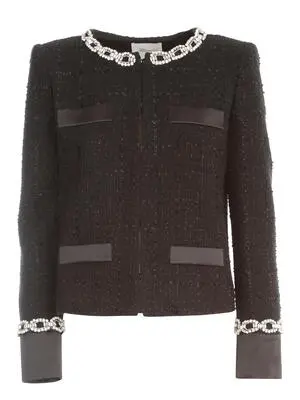 Blumarine Boucle Blazer With Chain Detail - Black