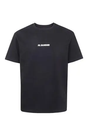 JIL SANDER Crewneck Short Sleeves Logo T-shirt - Black