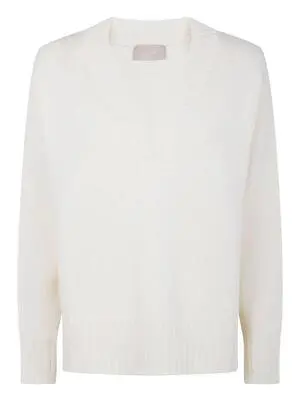 DRUMOHR Long Sleeve V-neck Sweatshirt - Beige