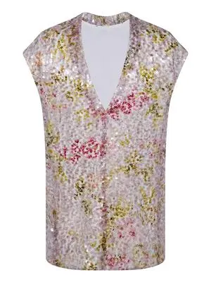 Alberta Ferretti Printed Sequin Shirt - Beige