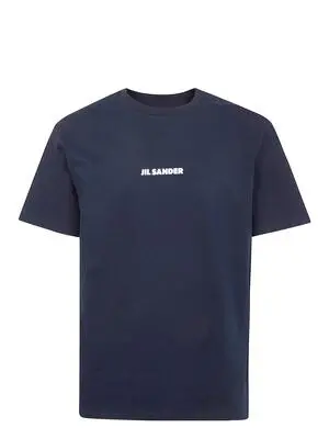 JIL SANDER Crewneck Short Sleeves Logo T-shirt - Blue
