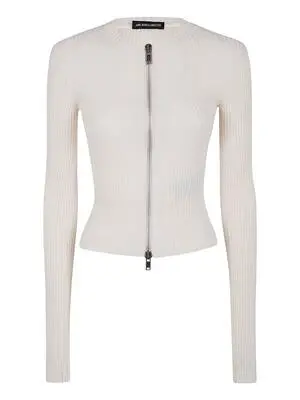 ANN DEMEULEMEESTER Terna Cropped Zipped Cardigan Cotton - White