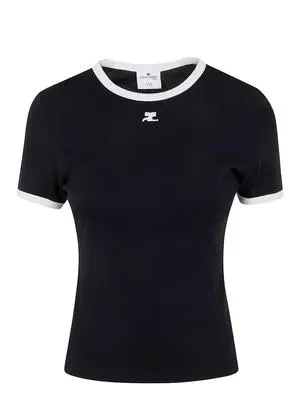 COURREGES Signature Contrast T-shirt - Black