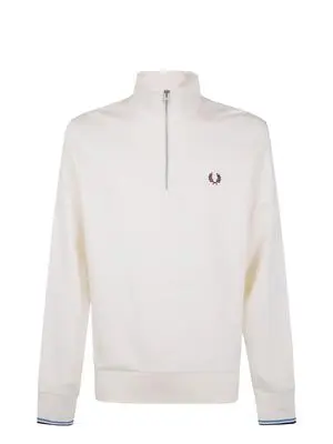 Fred Perry Half Zip Sweatshirt - Beige
