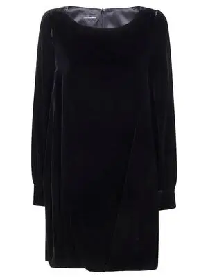 Emporio Armani Long Sleeve Velvet Dress - Black