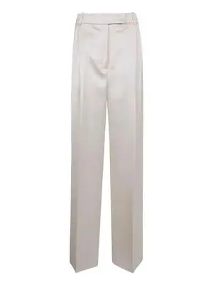 RÓHE High-waist Satin Trousers - Beige