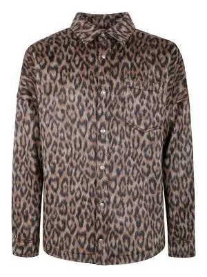Palm Angels Classic Logo Animalier' Overshirt - Brown