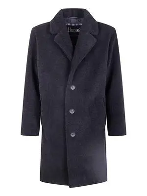 Herno Mohair Wool Single-breasted Coat - Black