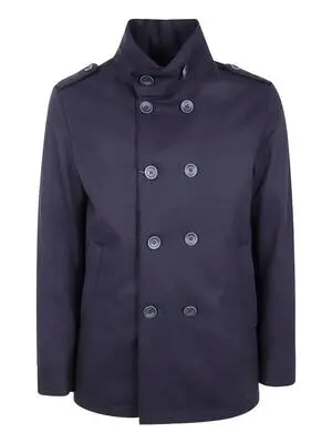 Herno Military Short Pea Coat Blue