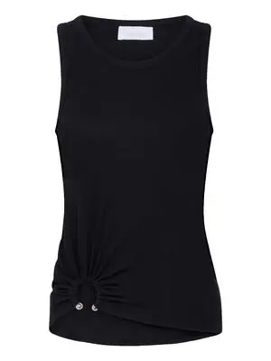Rabanne Ribbed Tank Top With Knot Detail - Black