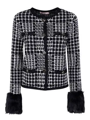 TWINSET Checked Cropped Jacket - White