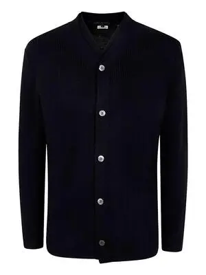 Comme Des Garçons Wool Button Detailed Cardigan - Black