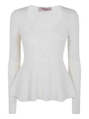 TWINSET Round Neck Sweater - White