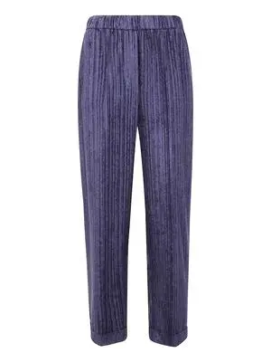 Peserico Stretch Waisted Velvet Trousers - Blue