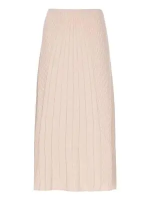 D.exterior Flared Ribbed Skirt - Beige