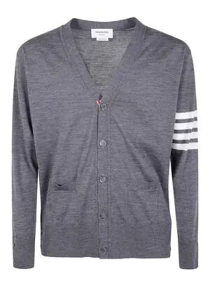 Thom Browne Classic Merino Wool Cardigan - Gray