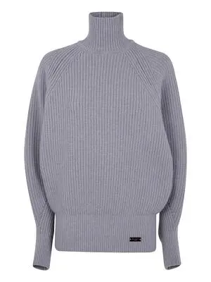 Balmain Batwing Ribbed Knit Pullover - Gray